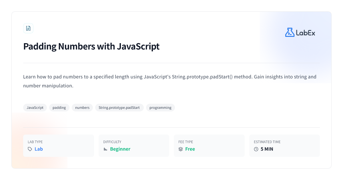 Preenchendo Números com JavaScript | LabEx Preenchendo Números com JavaScript | LabEx