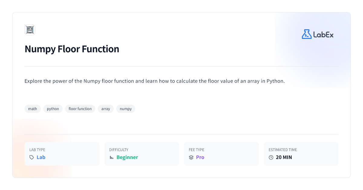 Numpy Floor 함수: 기본기 마스터하기 - Python 배열 floor 값 계산 | LabEx Numpy Floor 함수: 기본기 마스터하기 - Python 배열 floor 값 계산 | LabEx