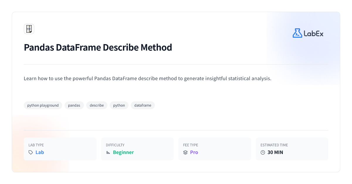 Método Describe do DataFrame Pandas | LabEx Método Describe do DataFrame Pandas | LabEx