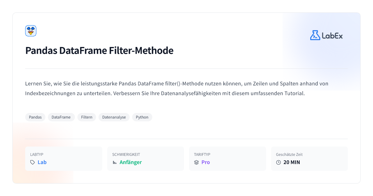 Pandas DataFrame Filtern | Datenanalyse | LabEx Pandas DataFrame Filtern | Datenanalyse | LabEx